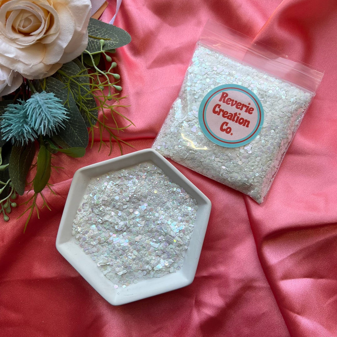 Opal Chunky Glitter - Pearl White Opal - Polyester - Slime Glitter ...