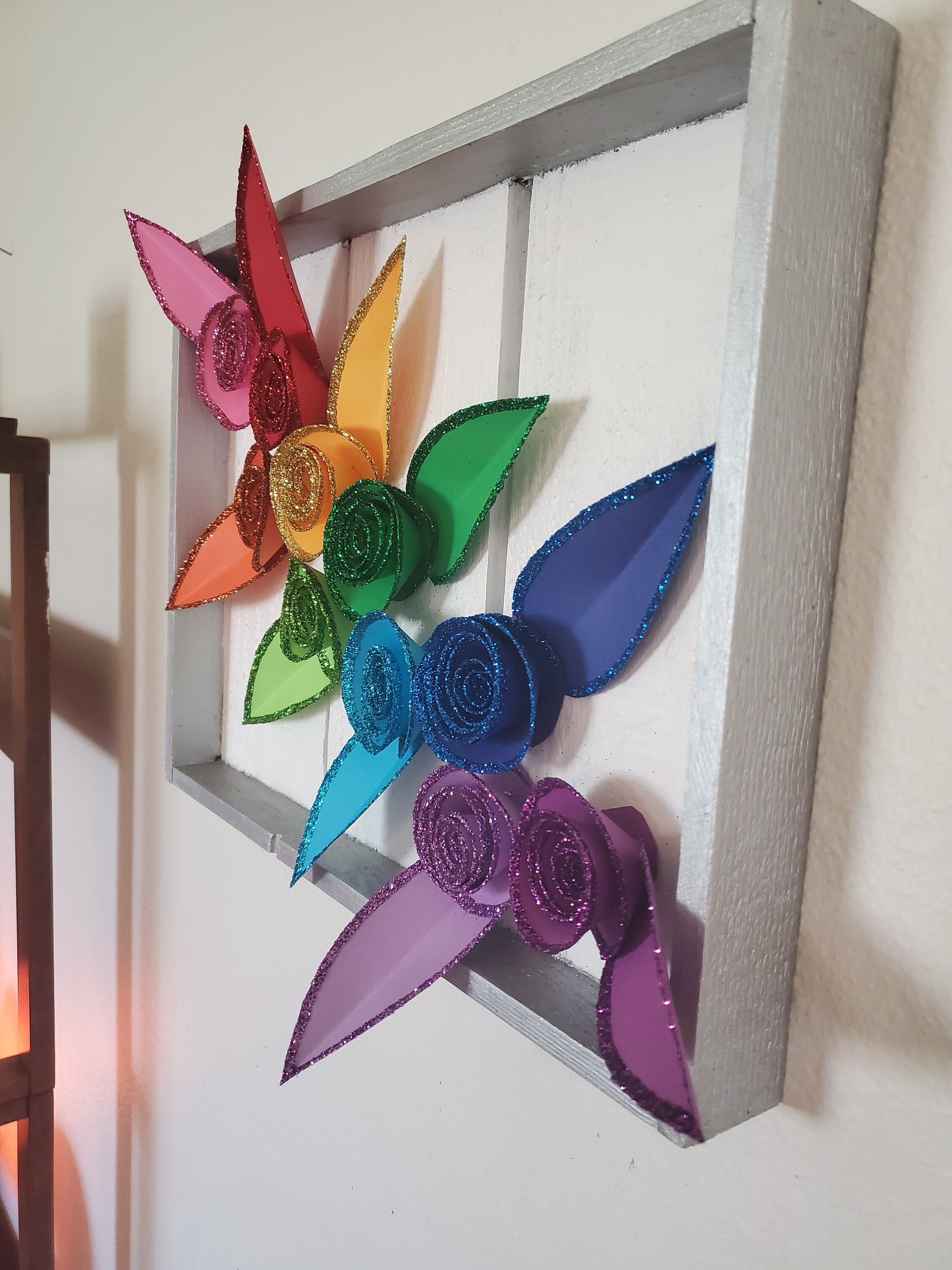 Rainbow Paper Flower Wall Decor - Etsy