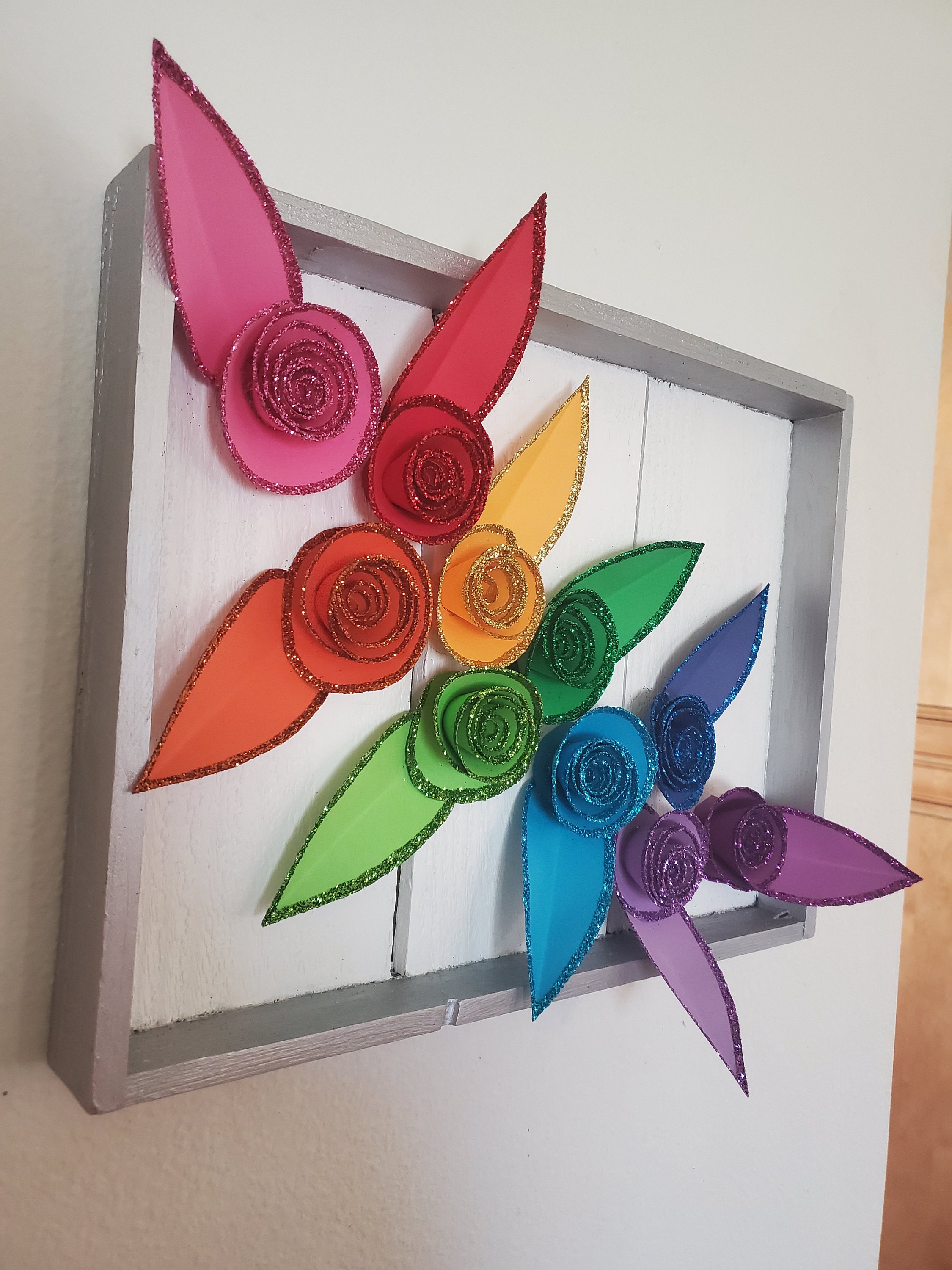 Rainbow Paper Flower Wall Decor - Etsy