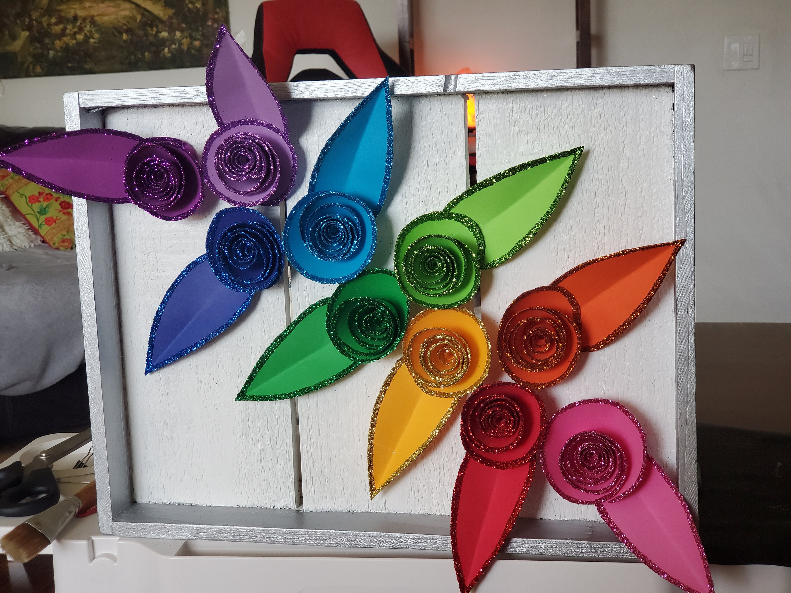 Rainbow Paper Flower Wall Decor - Etsy