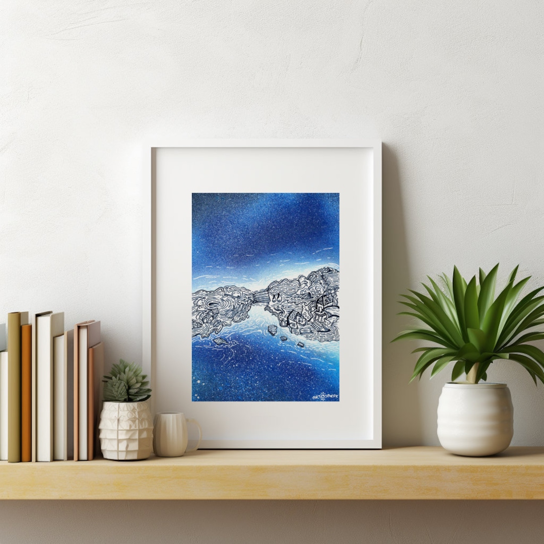 Print TSUNAMI (print Series - Signed) 21x30cm- Illustration / Travel ...