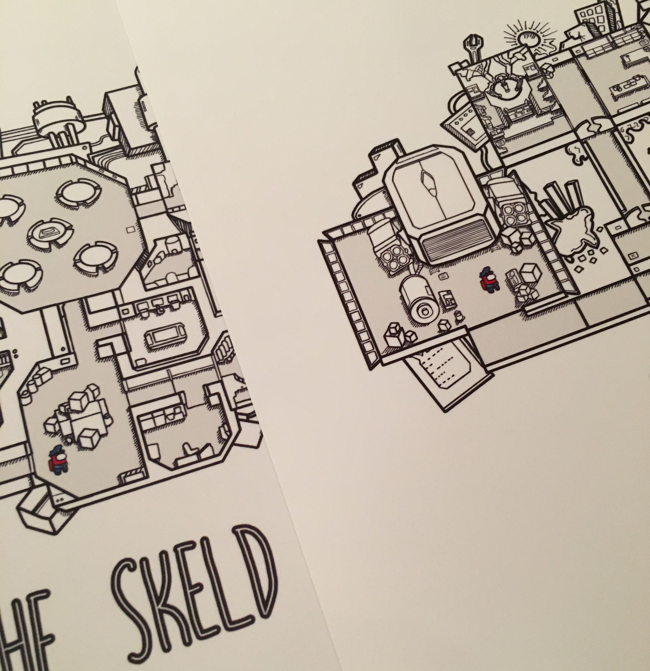 Among Us the Skeld Map POSTER Impression Print Custom Color 21x30cm ...