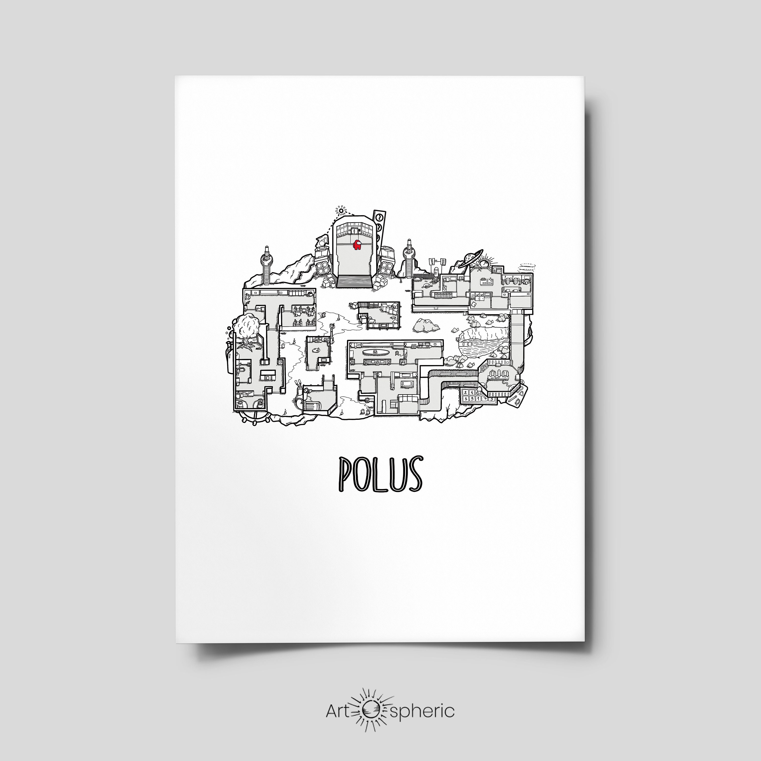 Among Us - Polus Map POSTER - Print - Custom Mate Color - 21x30cm ...