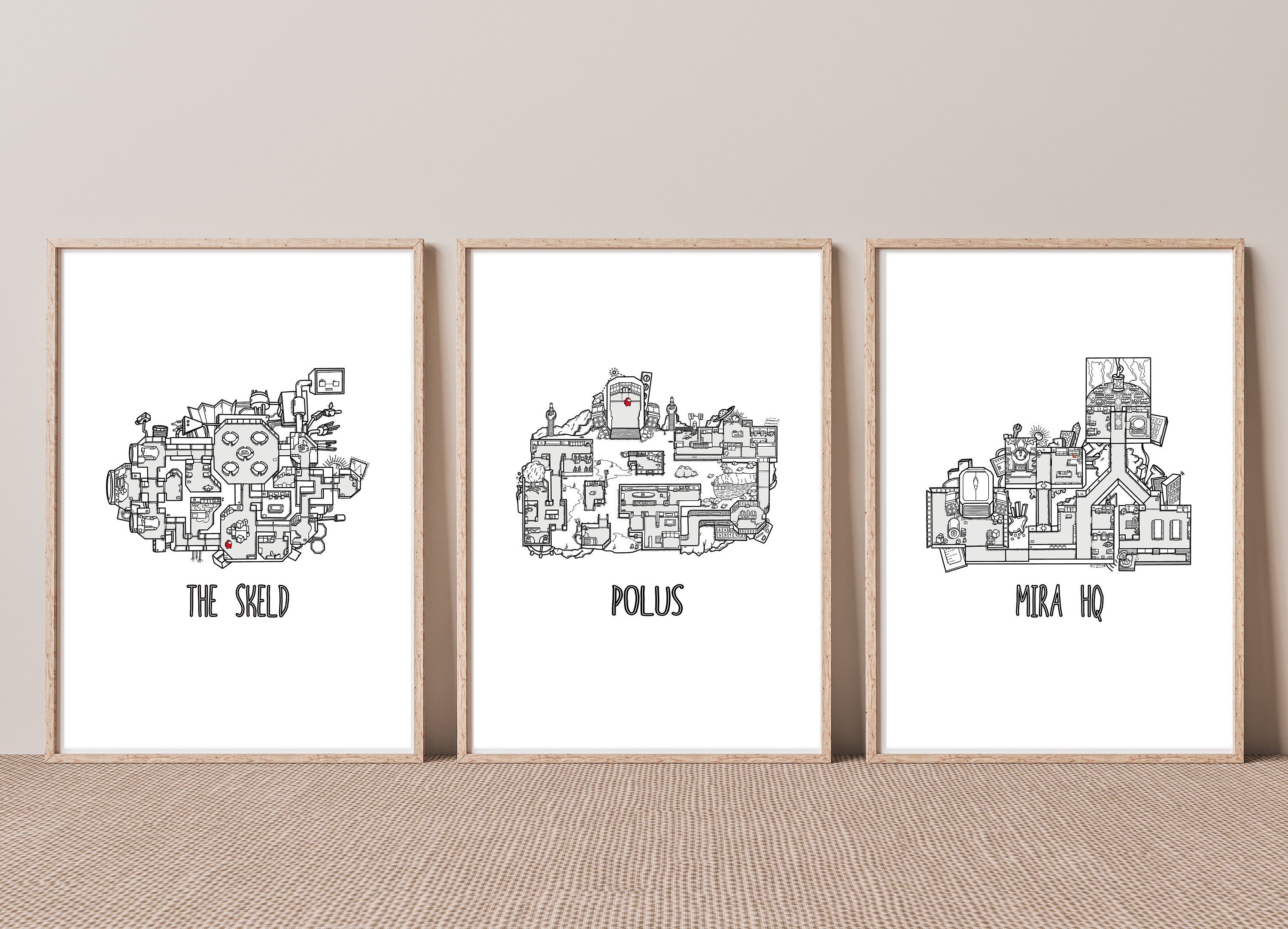 Among Us the Skeld Map POSTER Impression Print Custom Color 21x30cm ...