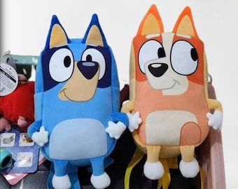 Personalized Bluey Backpack, Custom Chenille Letter Patch Blue Dog Cartoon Backpack, Kids ...