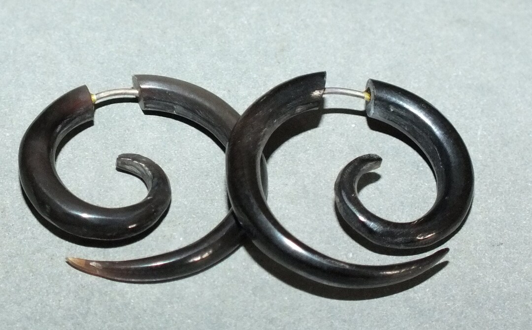 Small Hand Carved Folk Buffalo Horn Ear Plugs From Indonesia FREE ...