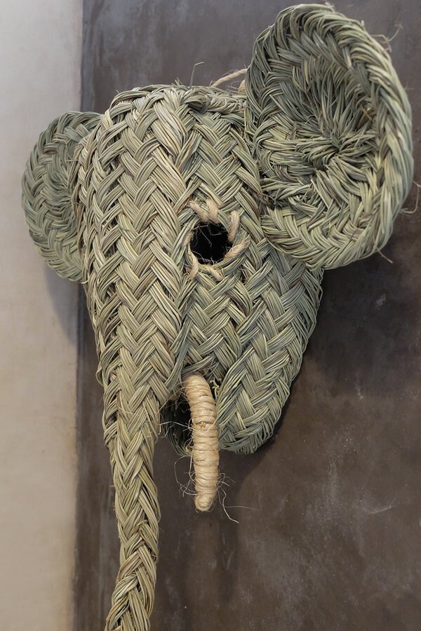 Moroccan Straw Elephant Head Animal Head Elephant Decor Faux - Etsy UK