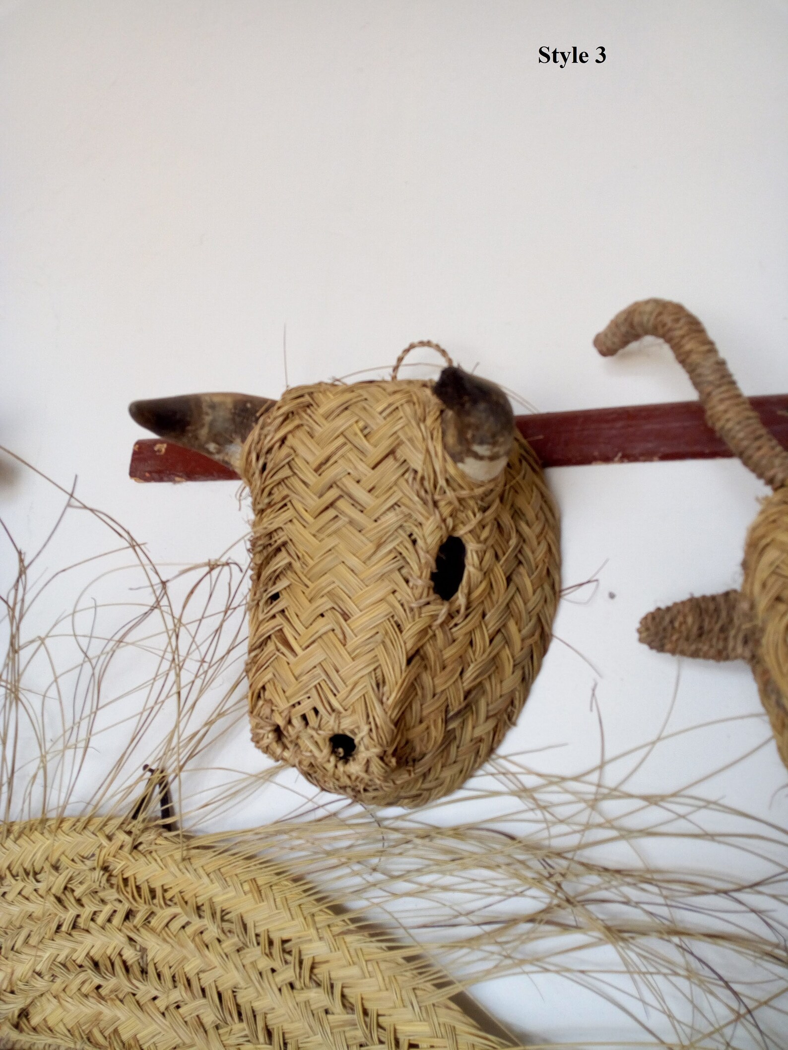 Wicker animal head straw faux trophy Moroccan handmade | Etsy