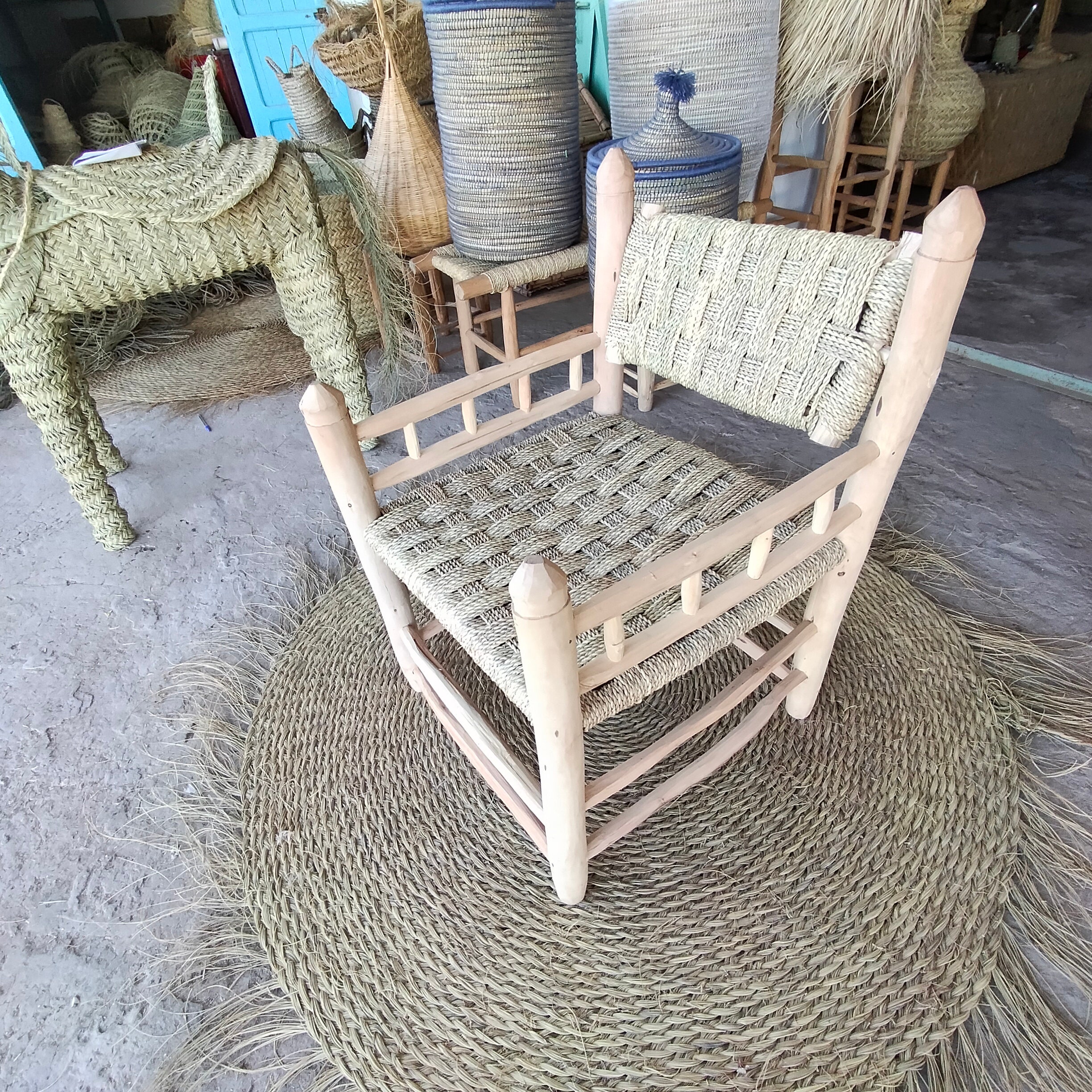 Stool Top of Bar 74 cm in raw wood and straw | Etsy