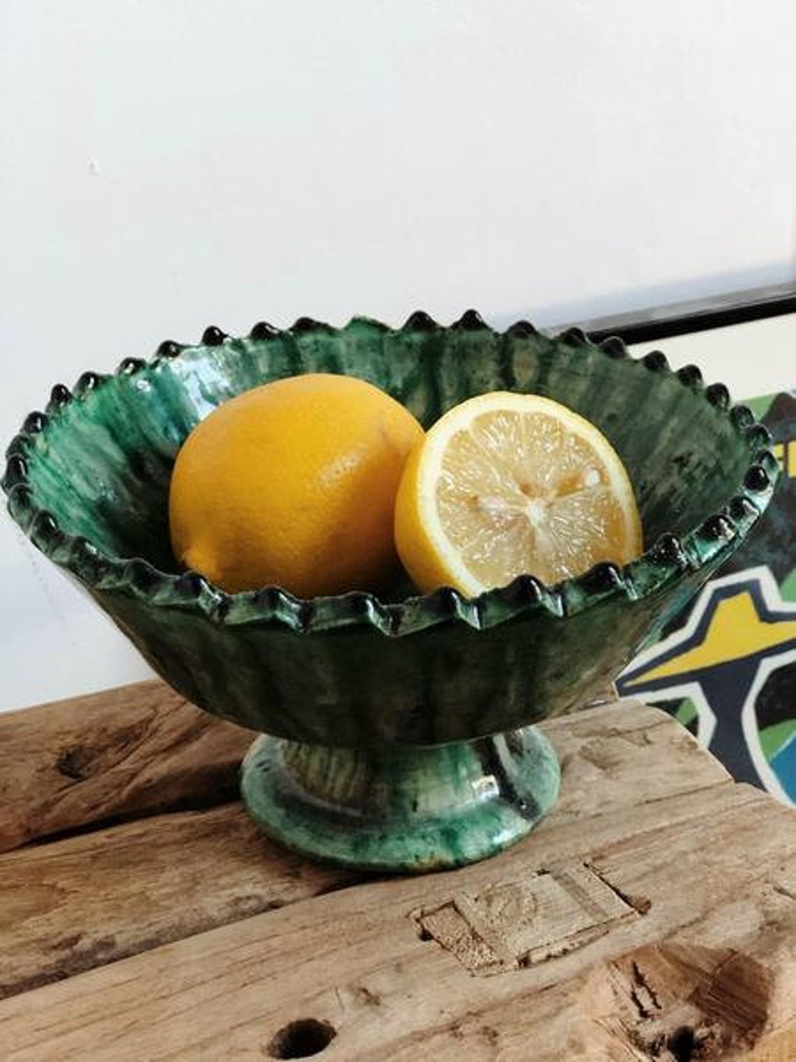 Moroccan ceramic green high Bowl Tamegroute Moroccan dishes | Etsy