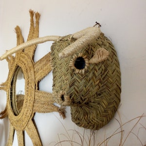 Moroccan Straw Bull Head, Animal Head Wall Decor, Faux Trophy,moroccan ...