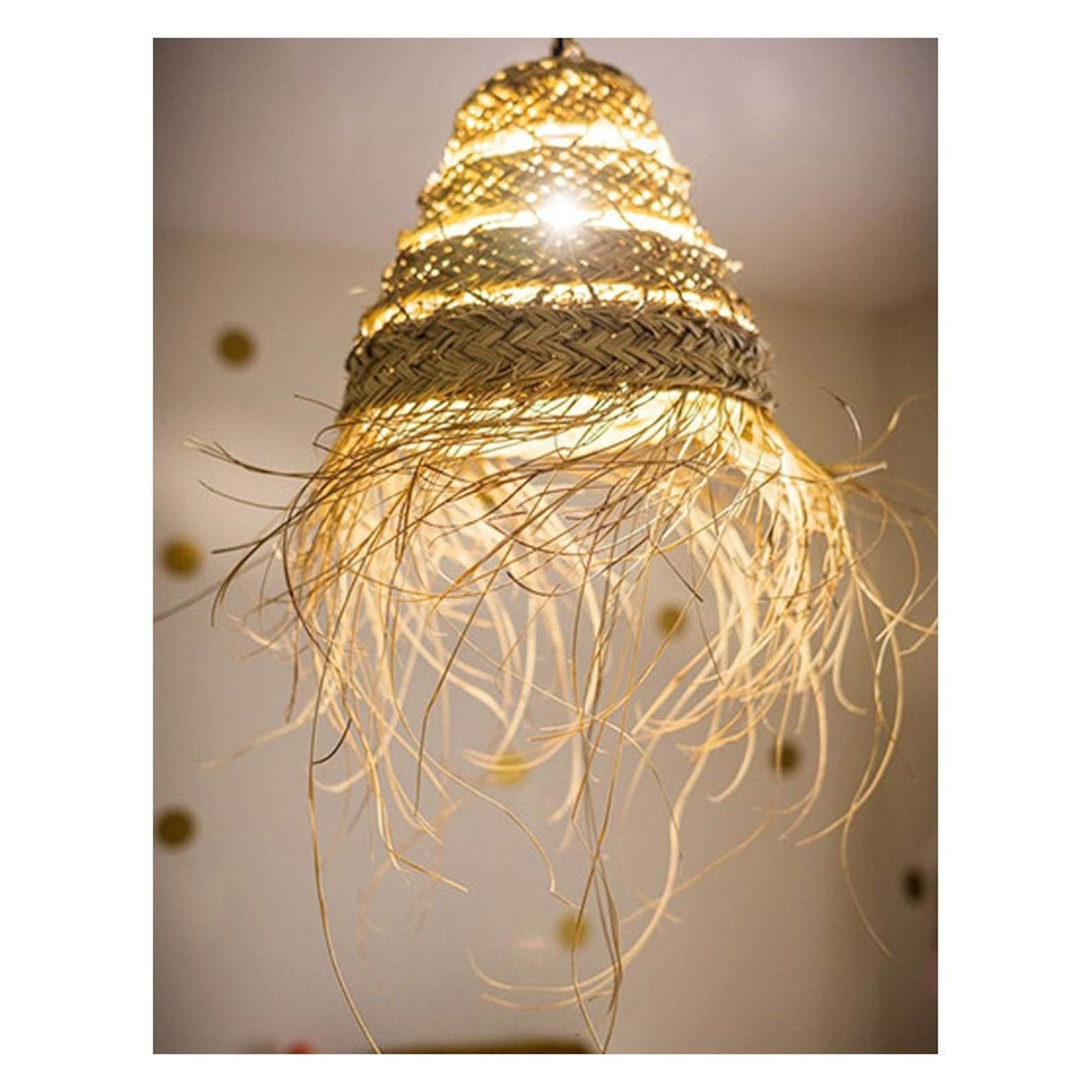 Eco-natural Straw Handmade Lampshade of Moroccan Rattan Wall - Etsy