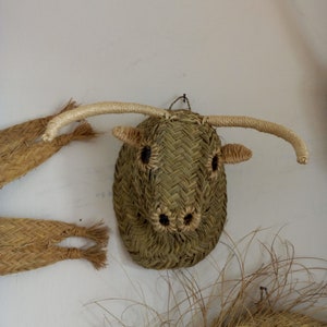 Moroccan Straw Bull Head, Animal Head Wall Decor, Faux Trophy,moroccan ...