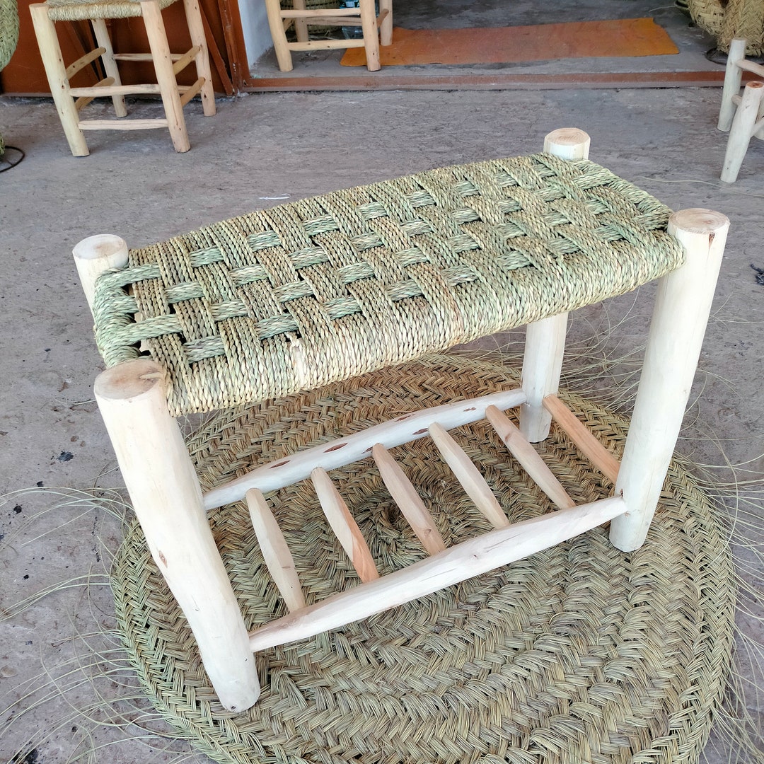Wholesale Moroccan Bench in Solid Wood and Rattan - Etsy