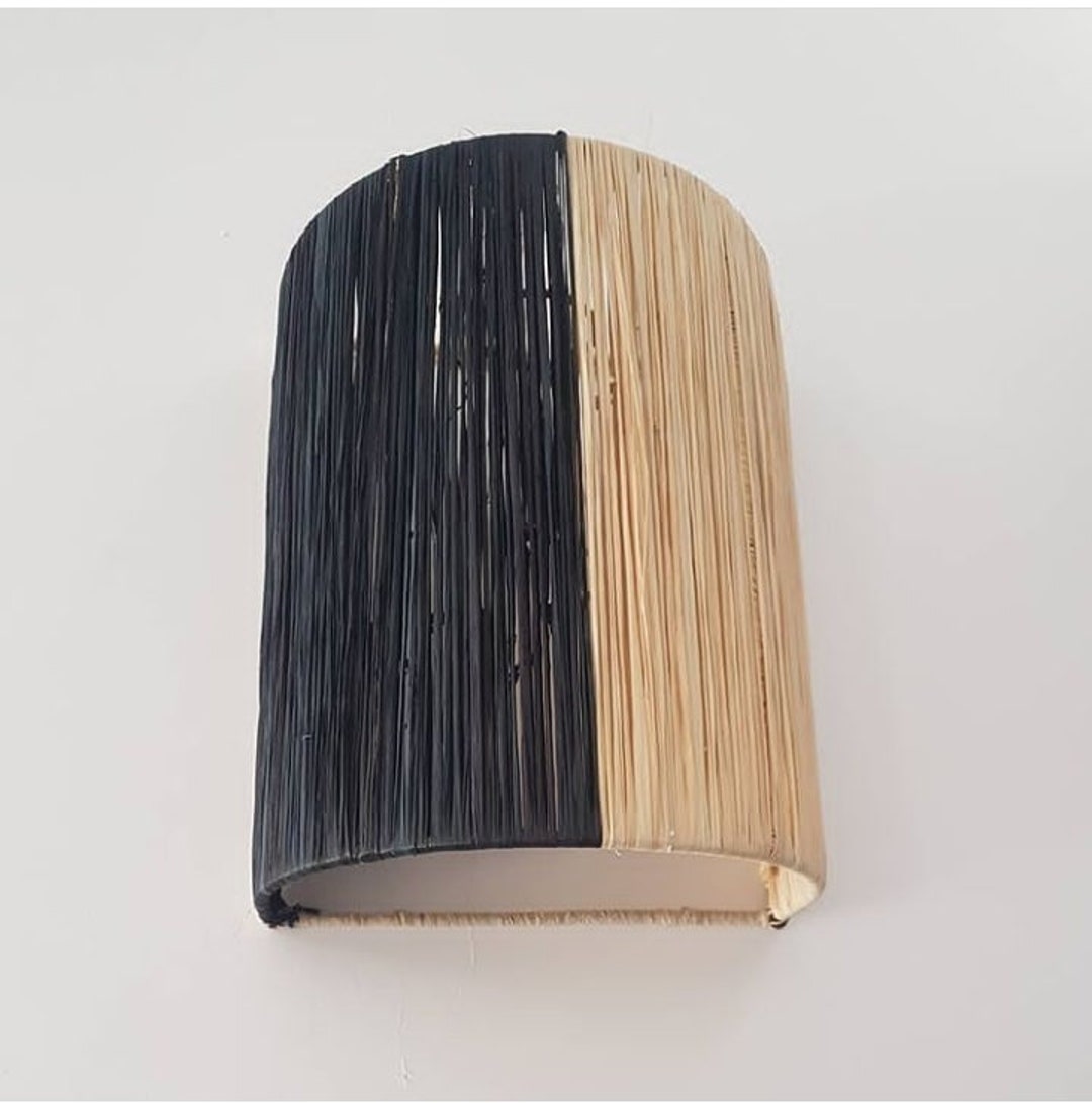Set of 2 Raffia Wall Light - Etsy