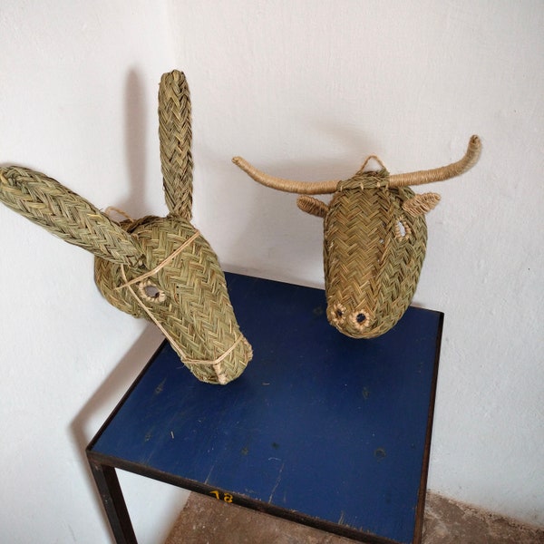 Straw Animal Head - Etsy UK