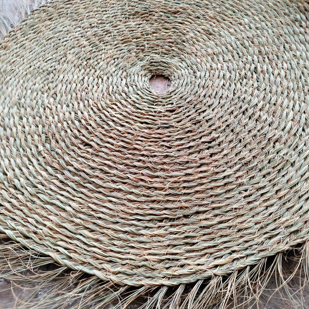 Round Straw Rug, Round Braided Straw Rug, Round Palm Fiber Rug ...
