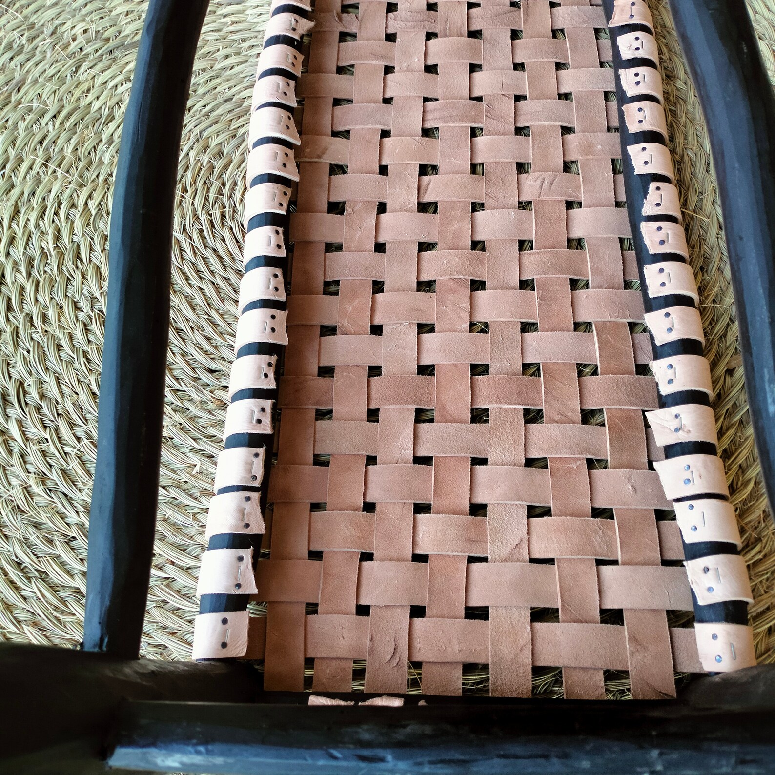 Free Shipping Moroccan Bench in Solid Wood and Camel Leather - Etsy