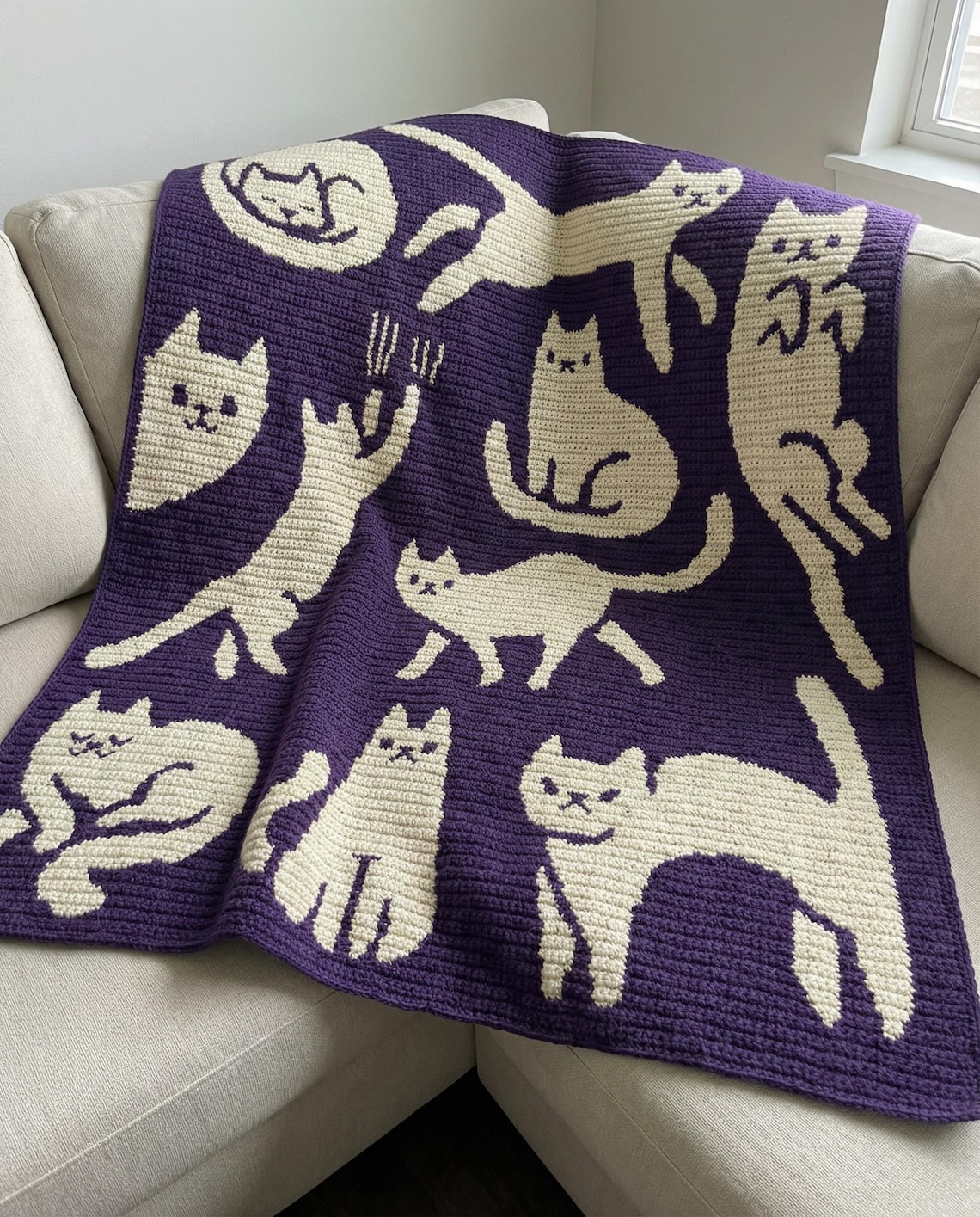 Afghan Cat Blanket Crochet Pattern – Kitten Throw Overlay Mosaic PDF - Etsy