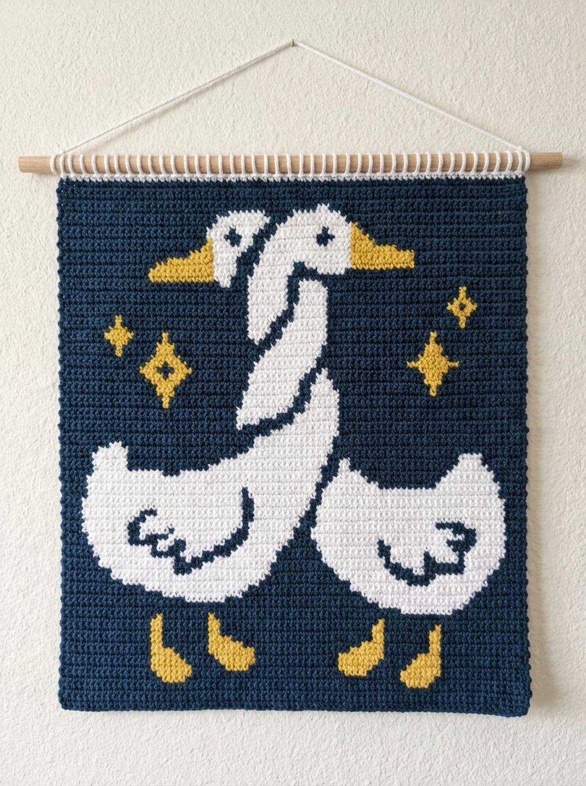 Geese in Love Tapestry Crochet Pattern – Silly Goose Knit Wall Hanging ...