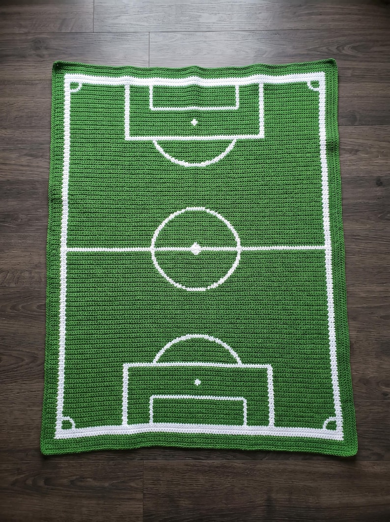 Football Field Blanket Crochet Pattern – Soccer Pitch Throw Overlay ...