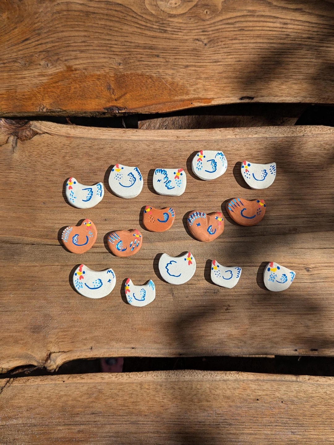 Set 5 Clay Chickens Magnets - Cute Ceramic Chics Refrigerator Magnet ...