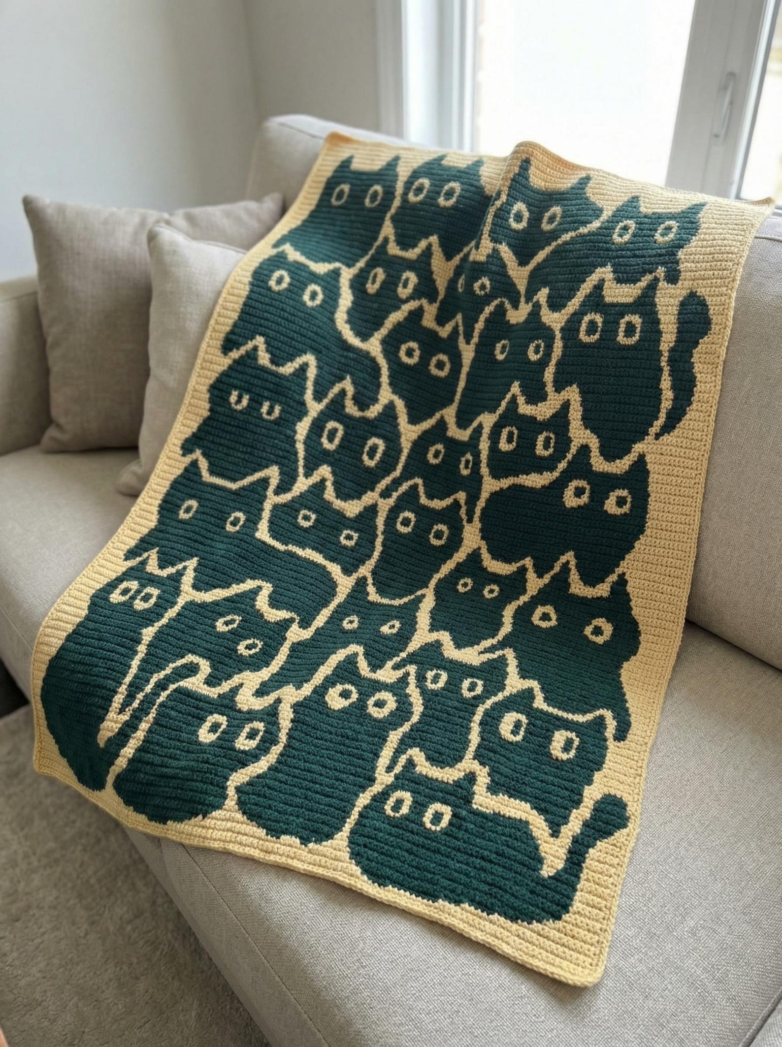 Afghan Cat Blanket Crochet Pattern – Bunch of Kittens Throw Overlay ...