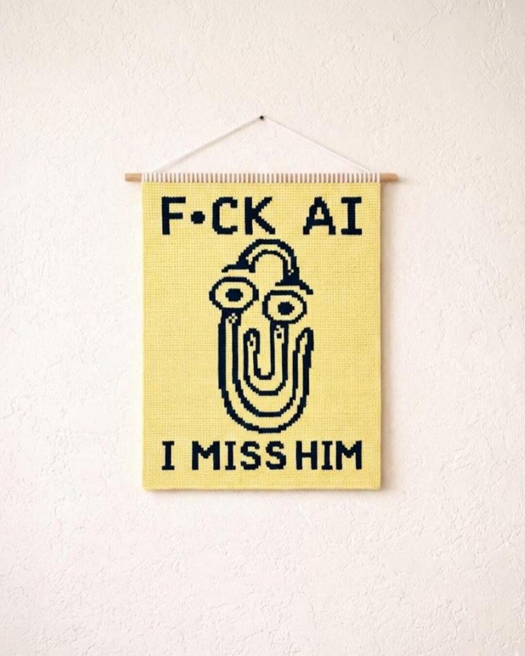 F*ck AI Clippy Tapestry Crochet + Overlay Mosaic Pattern – No AI ...