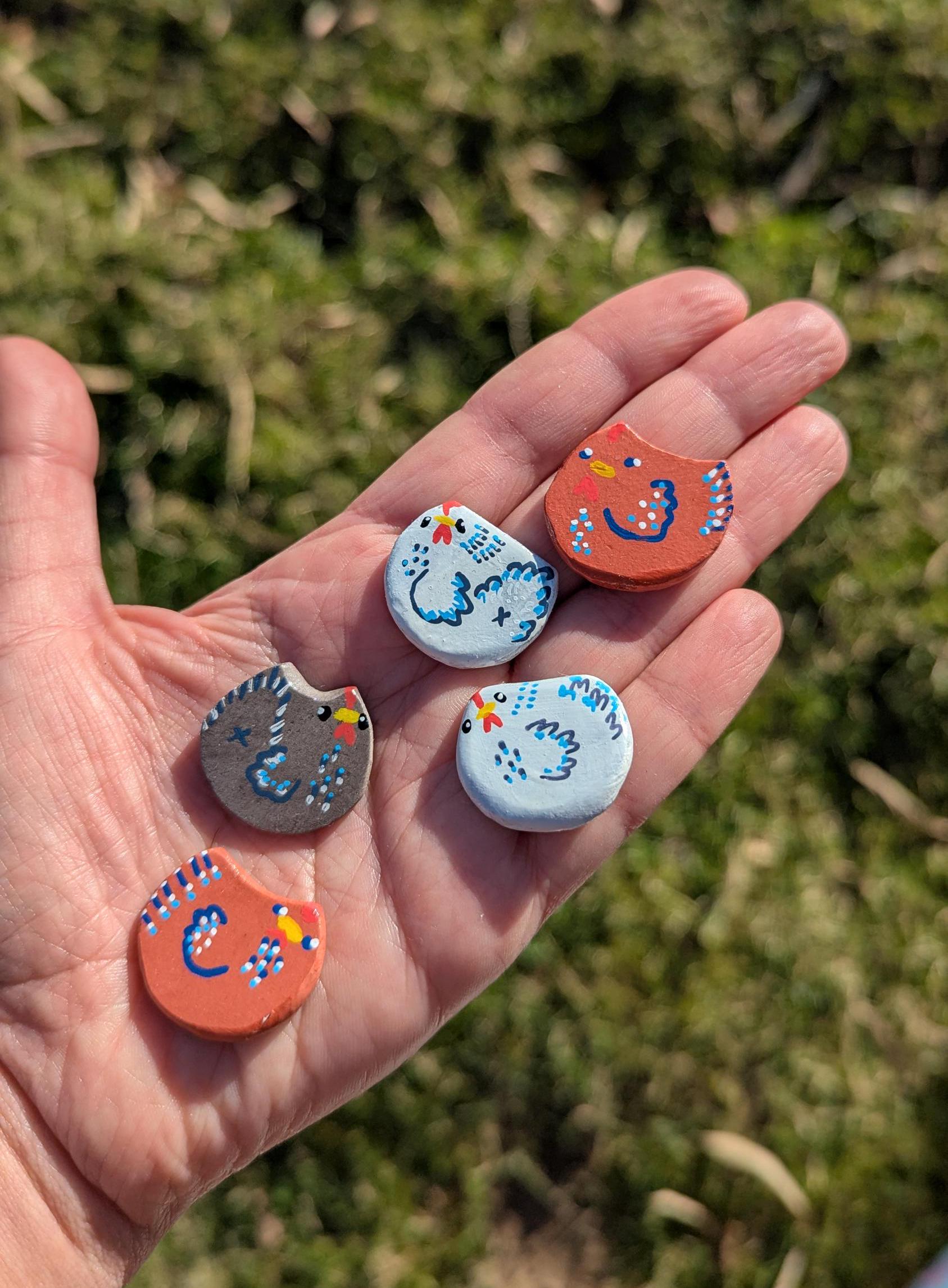 Set 5 Clay Chickens Magnets - Cute Ceramic Chics Refrigerator Magnet ...