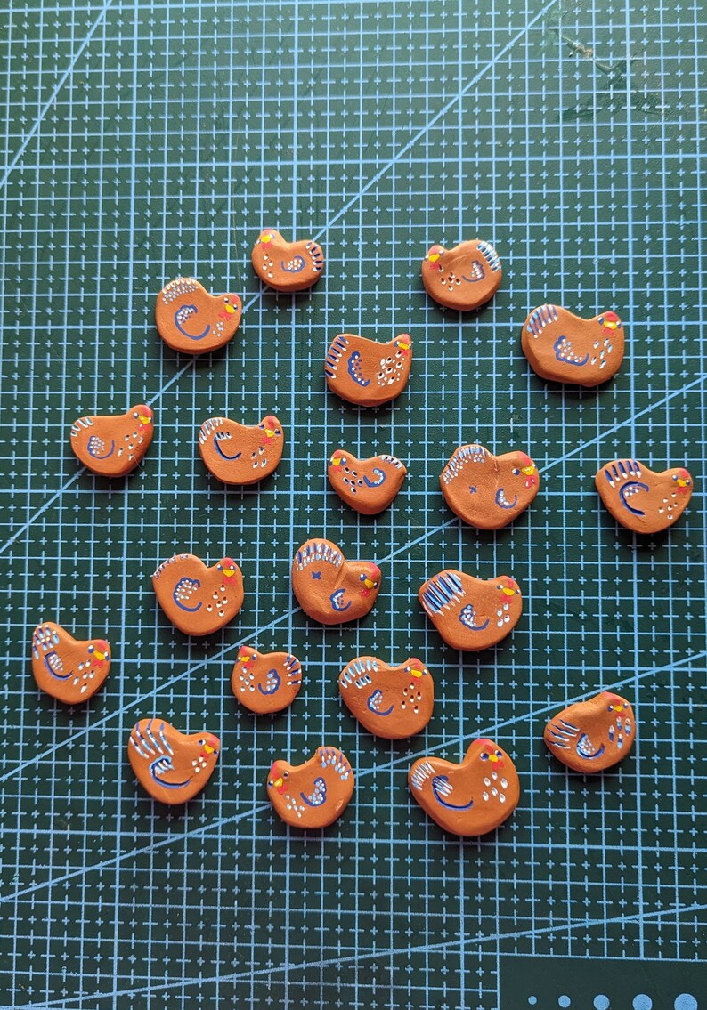 Set 5 Clay Chickens Magnets Cute Ceramic Chics Refrigerator Magnet ...