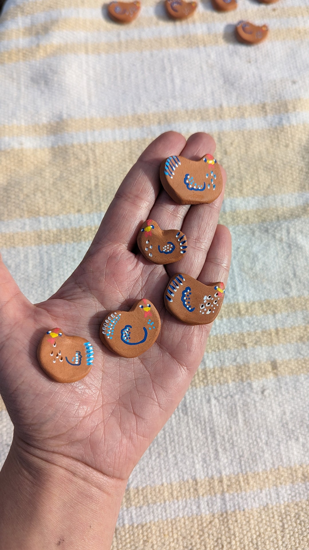 Set 5 Clay Chickens Magnets Cute Ceramic Chics Refrigerator Magnet ...