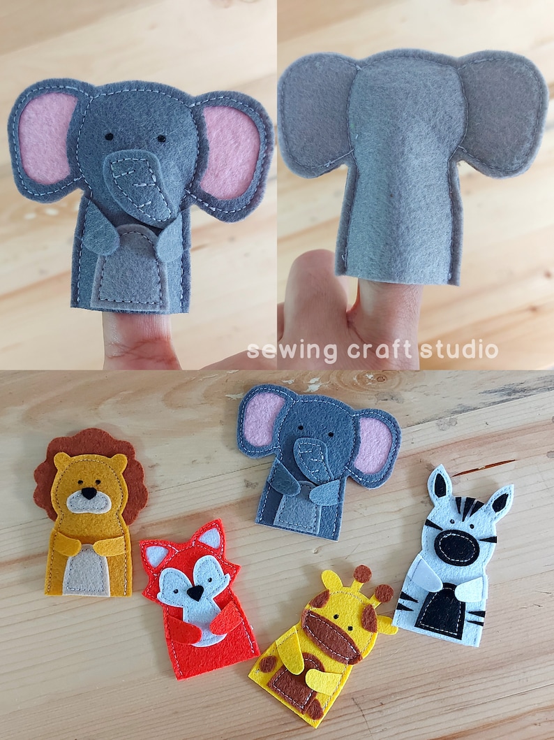 PDF, SVG Zoo Friends Animal Felt Finger Puppet Sewing Pattern - Etsy