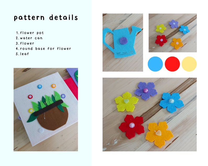 PDF SVG Flower Color Matching Quiet Book Pattern With Youtube - Etsy