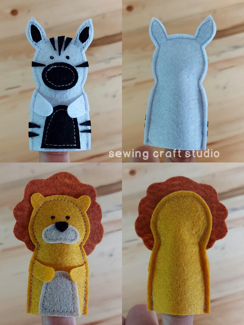 PDF, SVG Zoo Friends Animal Felt Finger Puppet Sewing Pattern - Etsy