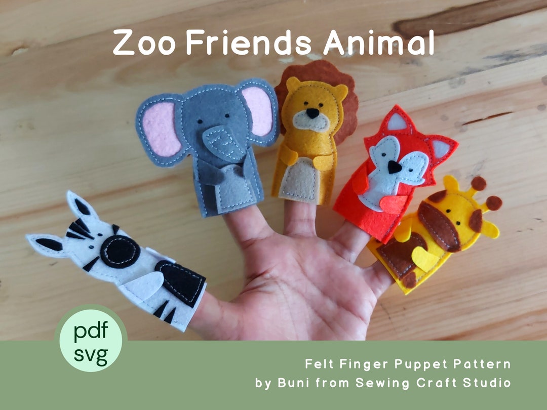PDF, SVG Zoo Friends Animal Felt Finger Puppet Sewing Pattern - Etsy