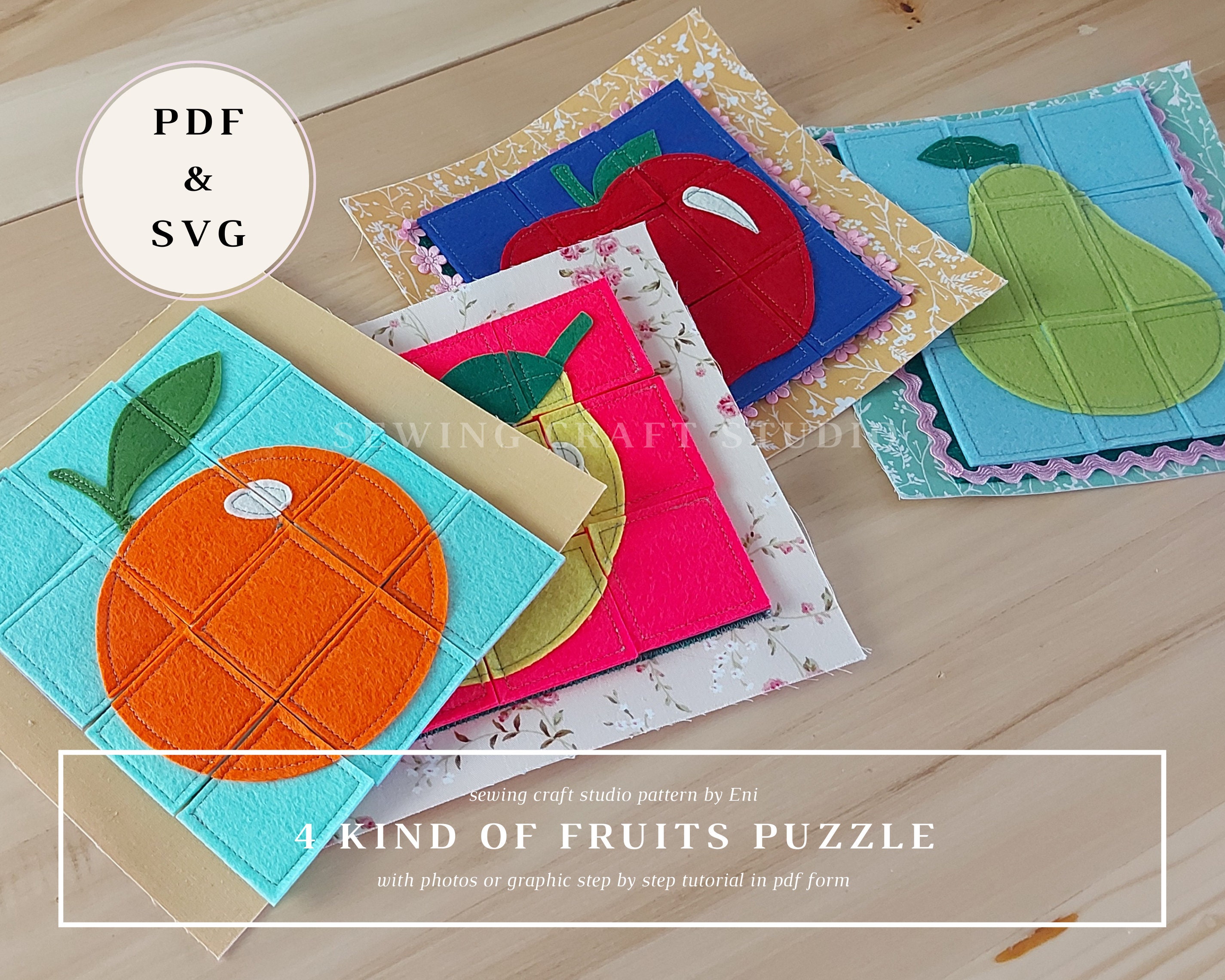 Quiet Book Pattern SVG PDF, Fruits Puzzle Busy Book Pattern, Montessori ...