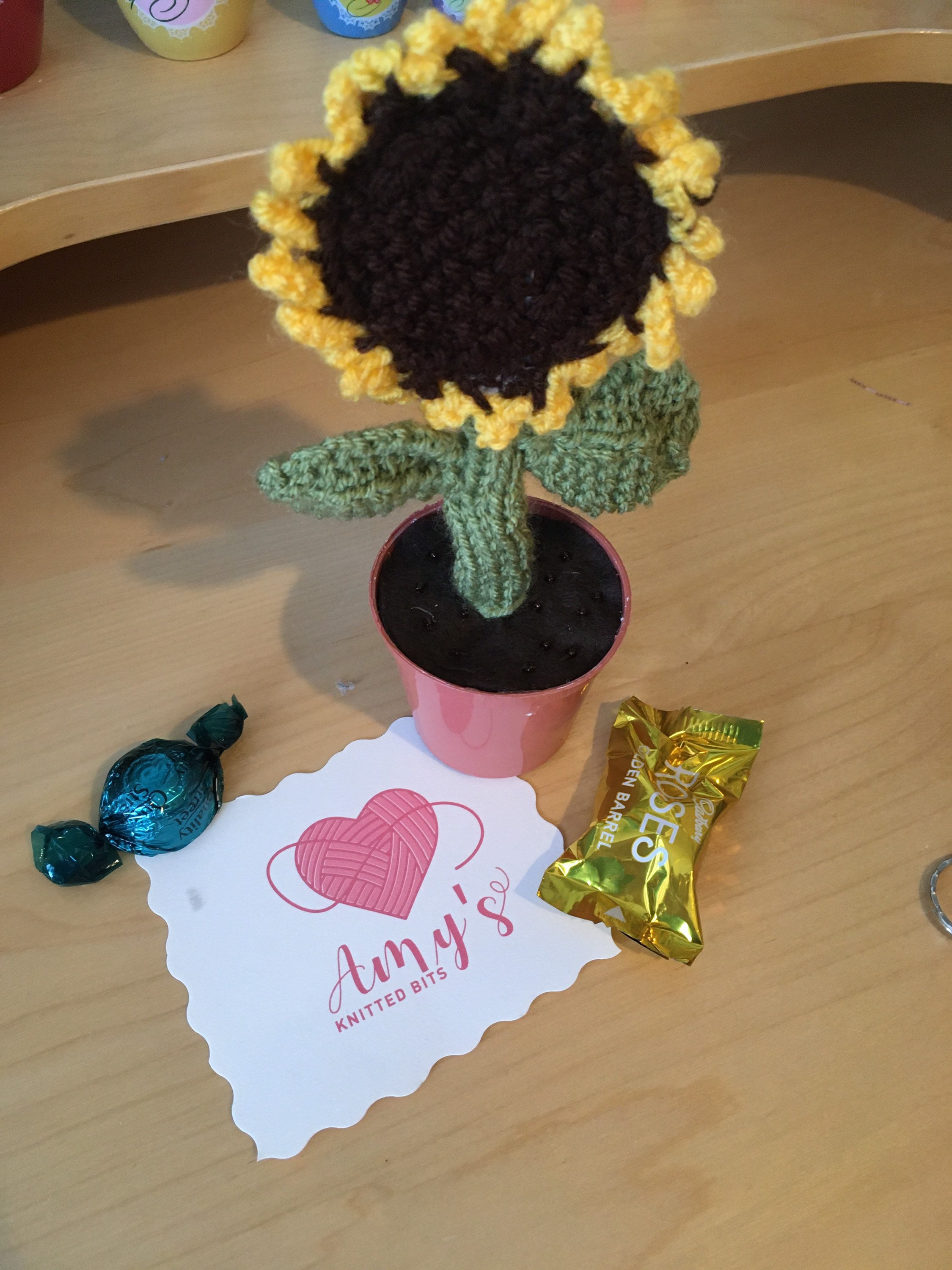 Knitted Sun Flower in a pot | Etsy