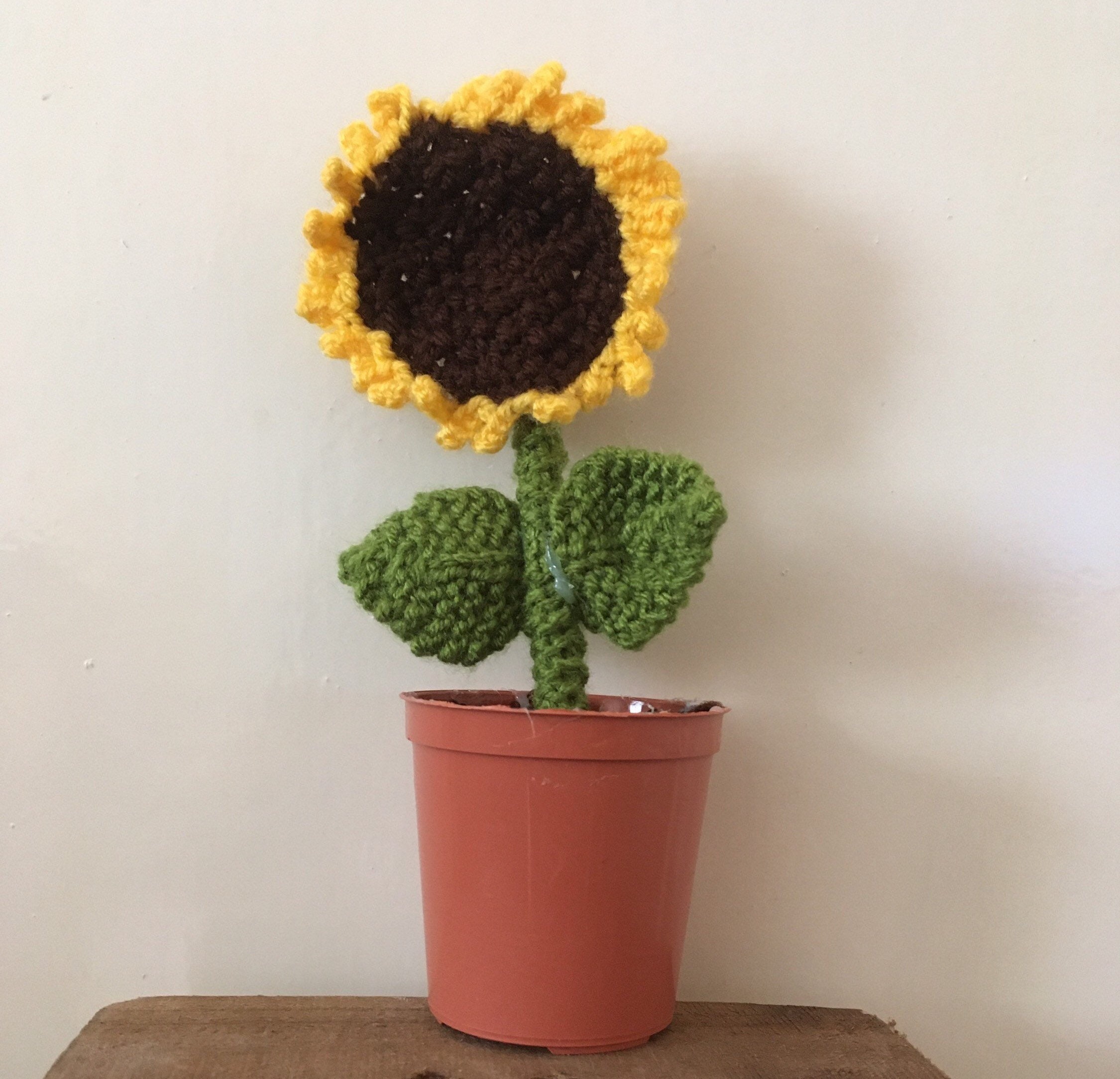 Knitted Sun Flower in a pot | Etsy