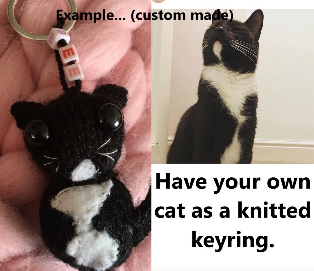 Custom Made Cat Knitted Keyring / Custom Cat Keychain / Cat Lover Gift ...