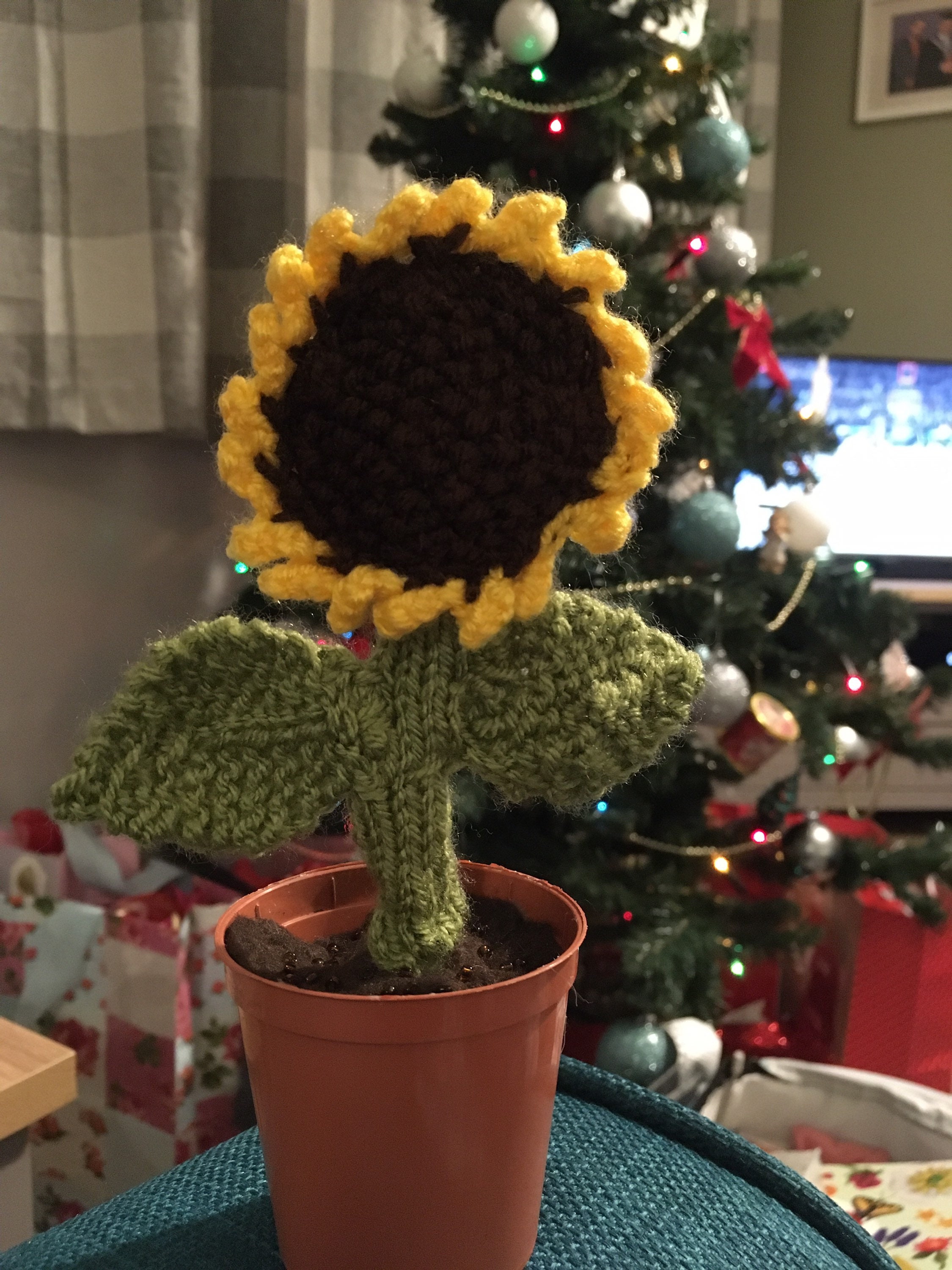 Knitted Sun Flower in a pot | Etsy