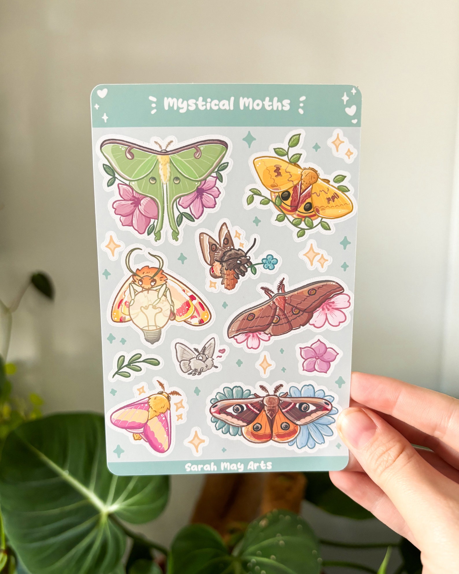 Mystical Moths Sticker Sheet - 15pcs Cottagecore Matte Vinyl Floral ...