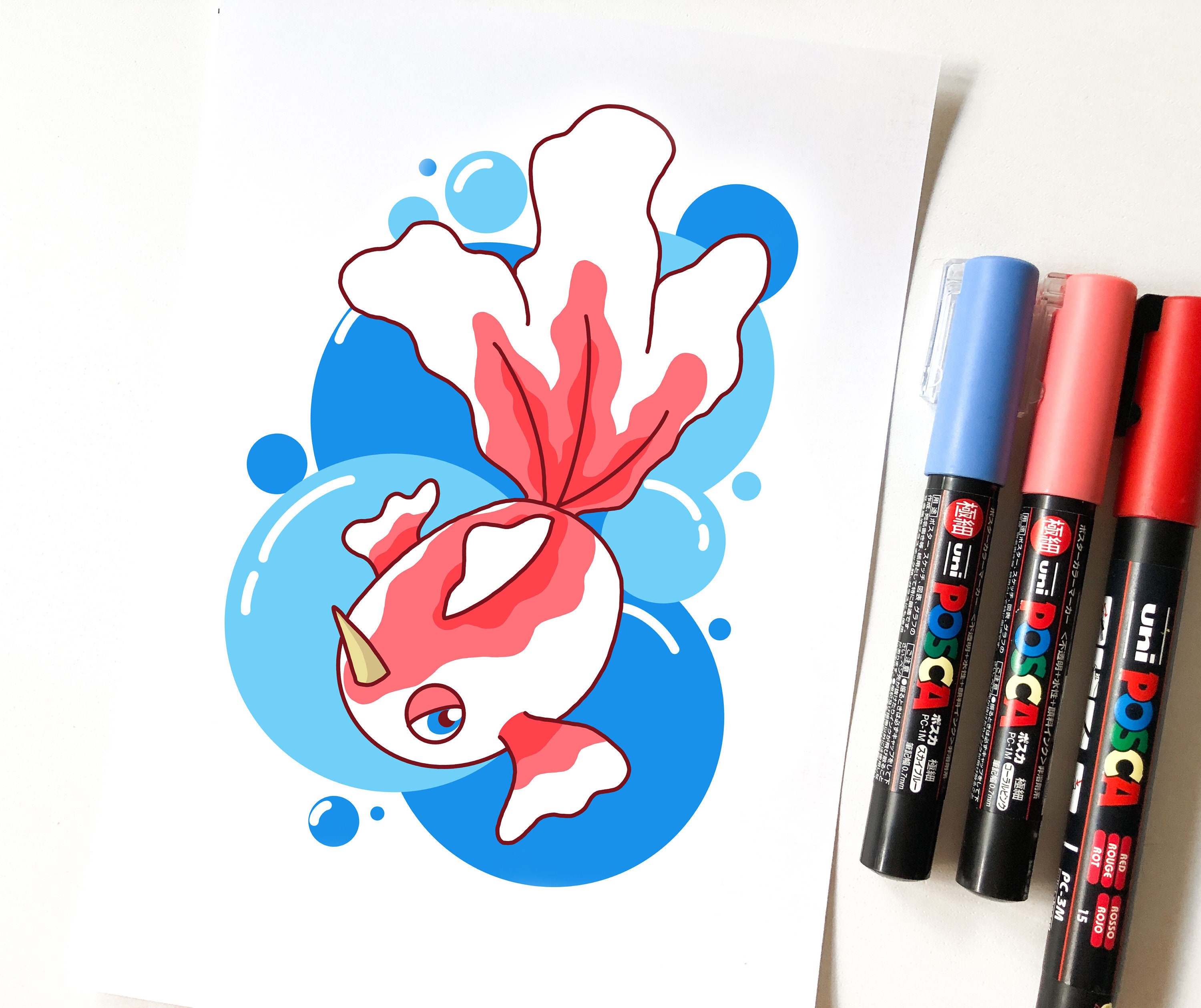 Goldeen Mini Print Pokemon POSCA Paint Pen Art - Etsy.de