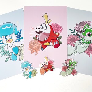 Fuecoco Print Fine Line Pokemon Scarlet Violet Floral Art - Etsy Australia