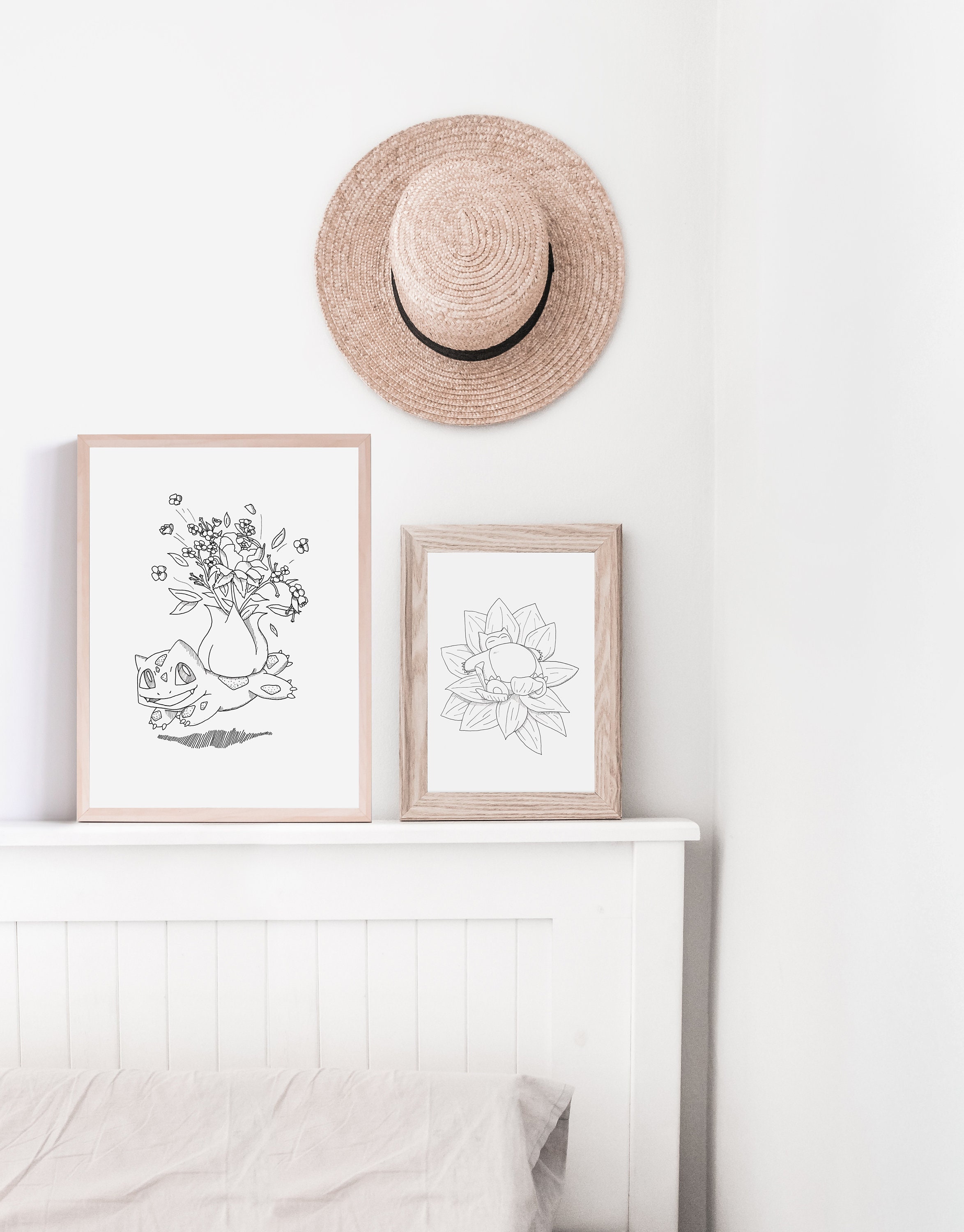 Bulbasaur Art Print Fine Line Floral Art | Etsy