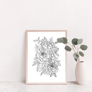 Marigold Art Print Fine Line Floral Art - Etsy