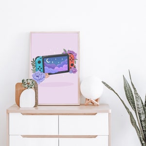 Nintendo Switch Print | Fine Line Video Game Floral Art - Etsy