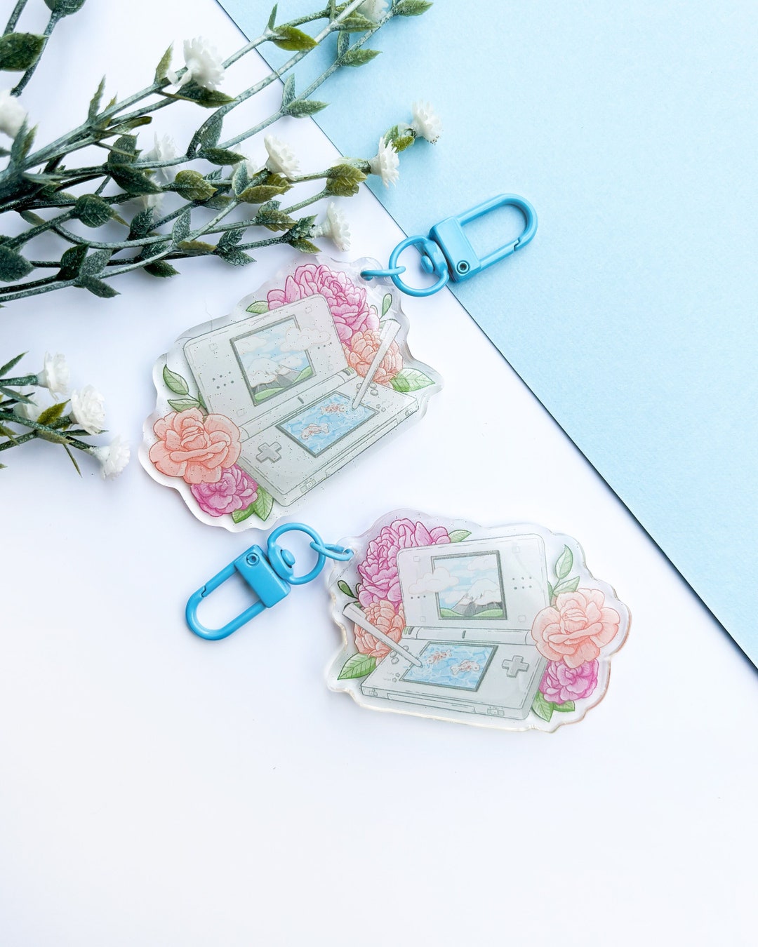 Nintendo DS Acrylic Charm | Video Game Console Floral Keychain - Etsy