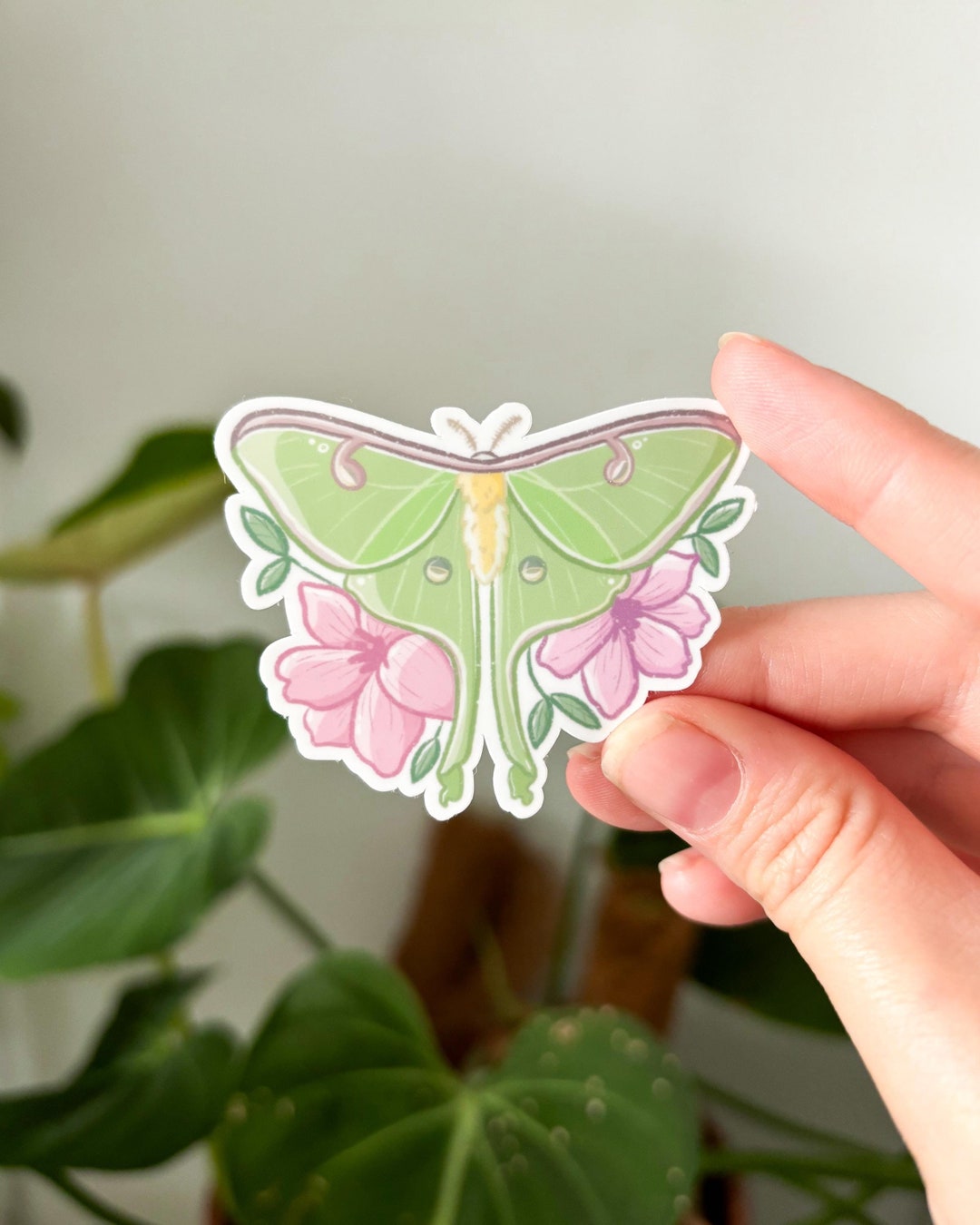 Luna Moth Vinyl Waterproof Die Cut Sticker - 2.3 Inch Floral Moth ...