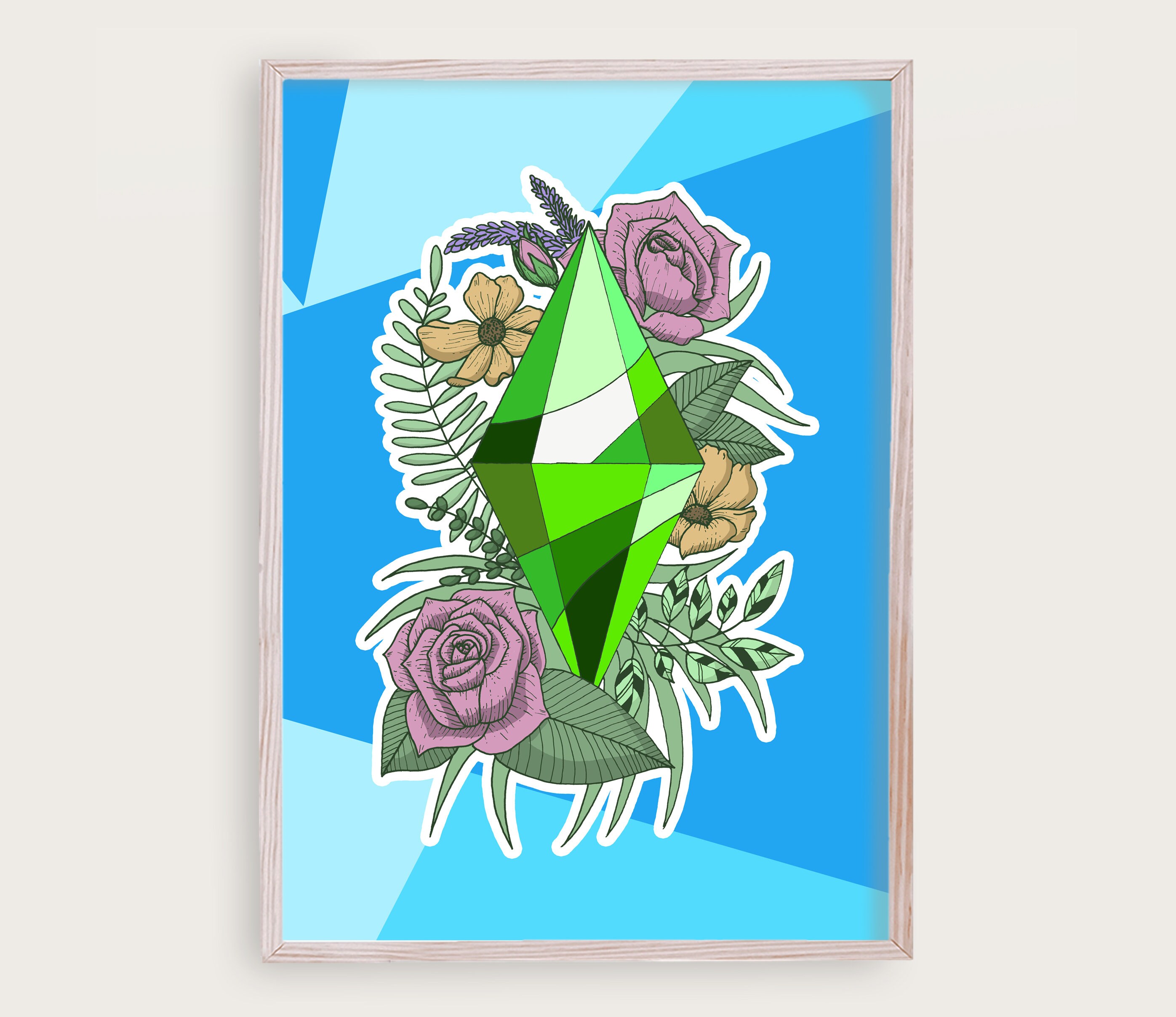 Floral Plumbob Art Print the Sims 4 Fine Line Floral Art - Etsy Ireland