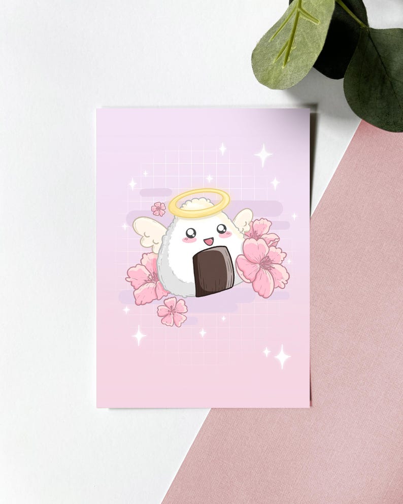 Onigiri Art Print | Fine Line Japanese Snacks Floral Art - Etsy